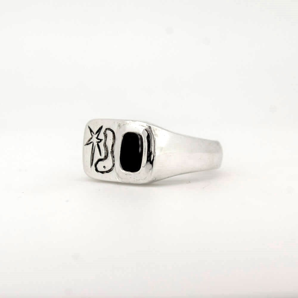 Form Onyx Silver Signet Ring | Krool Jewels